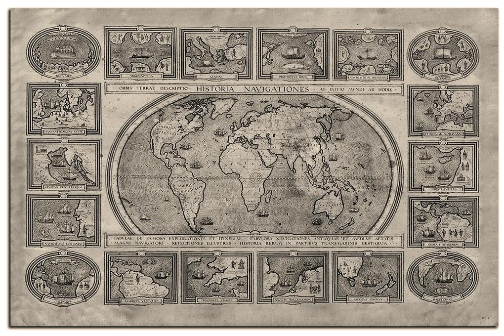 Obraz na plátně - Starodávná  mapa světa 1100FA (60x40 cm)