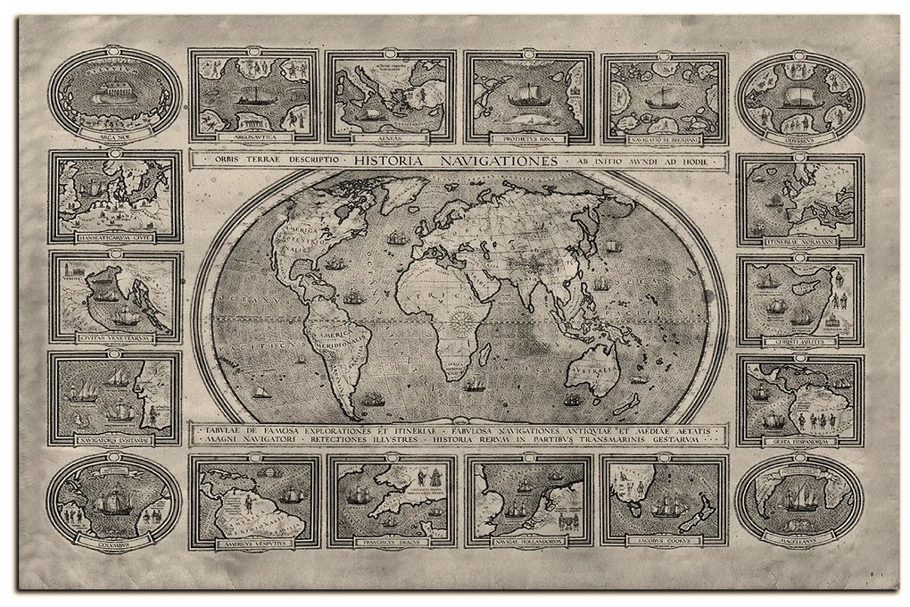 Obraz na plátně - Starodávná  mapa světa 1100FA (90x60 cm  )