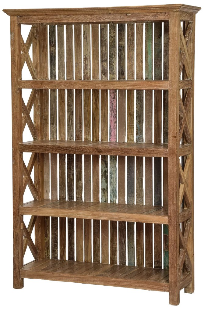 Sanu Babu Regál z teakového dřeva, 120x40x180cm (7B)