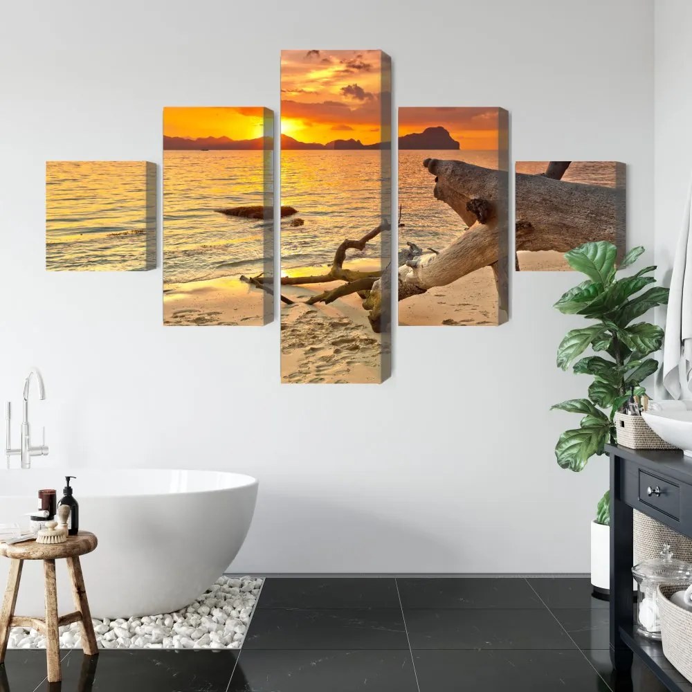 Vícedílný obraz Mořská Krajina Při Západu Slunce Nedostatek Nedostatek Přírodní plátno 250x150