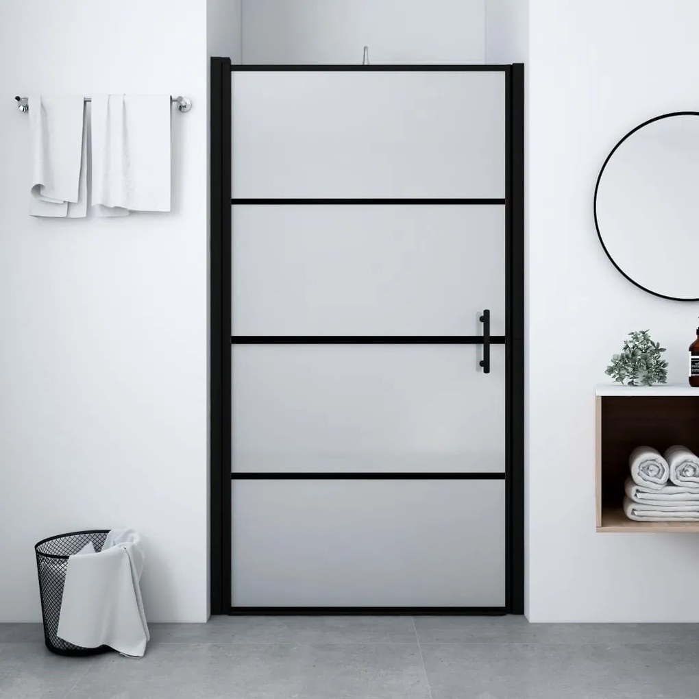 Sprchové dveře matné tvrzené sklo 91 x 195 cm černé 146662