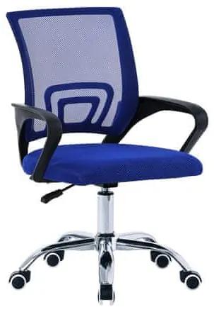 Autronic Kancelářská židle potah modrá látka MESH a síťovina MESH, výškově nastavitelná, kovový chromovaný kříž (KA-L103 BLUE)