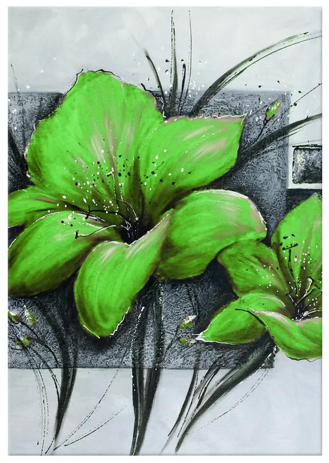 Gario Ručně malovaný obraz Nádherné zelené Vlčí máky Rozměry: 70 x 100 cm