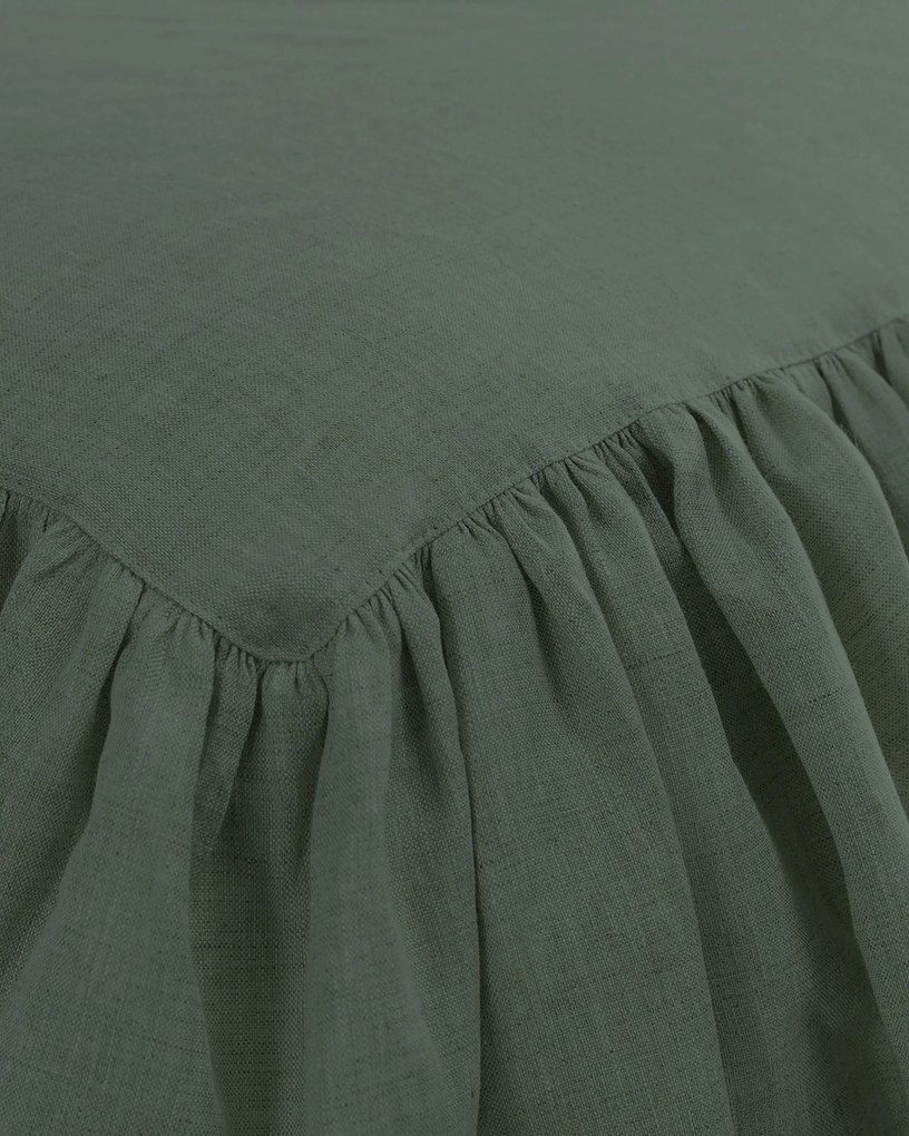 Přehoz Linen Frilly 160 x 210 cm zelený
