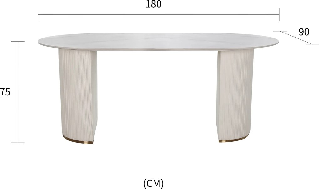 Jídelní stůl Modig 180 cm eko kůže ecru/mramor