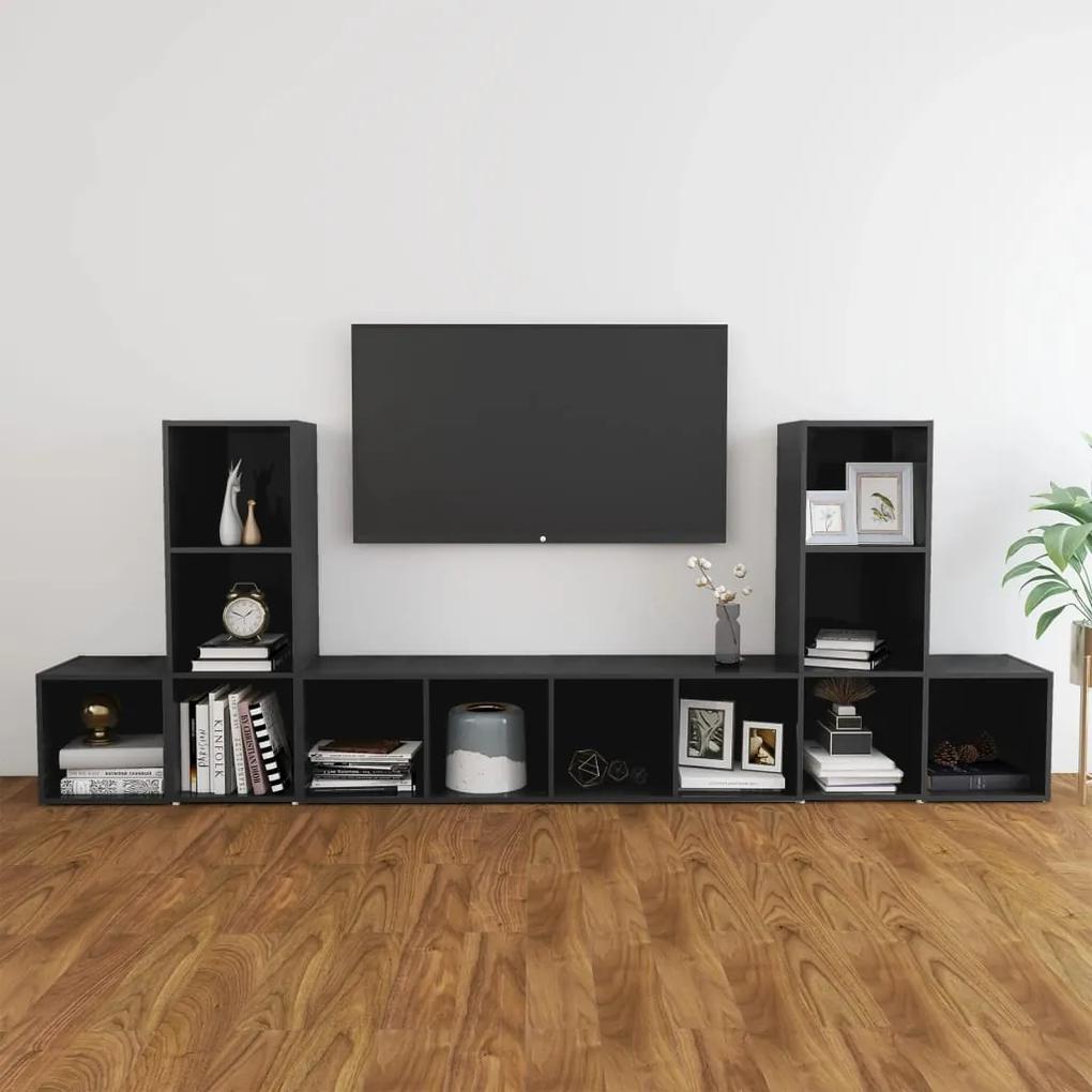 3080005 vidaXL 5dílný set TV skříněk šedý s vysokým leskem dřevotříska