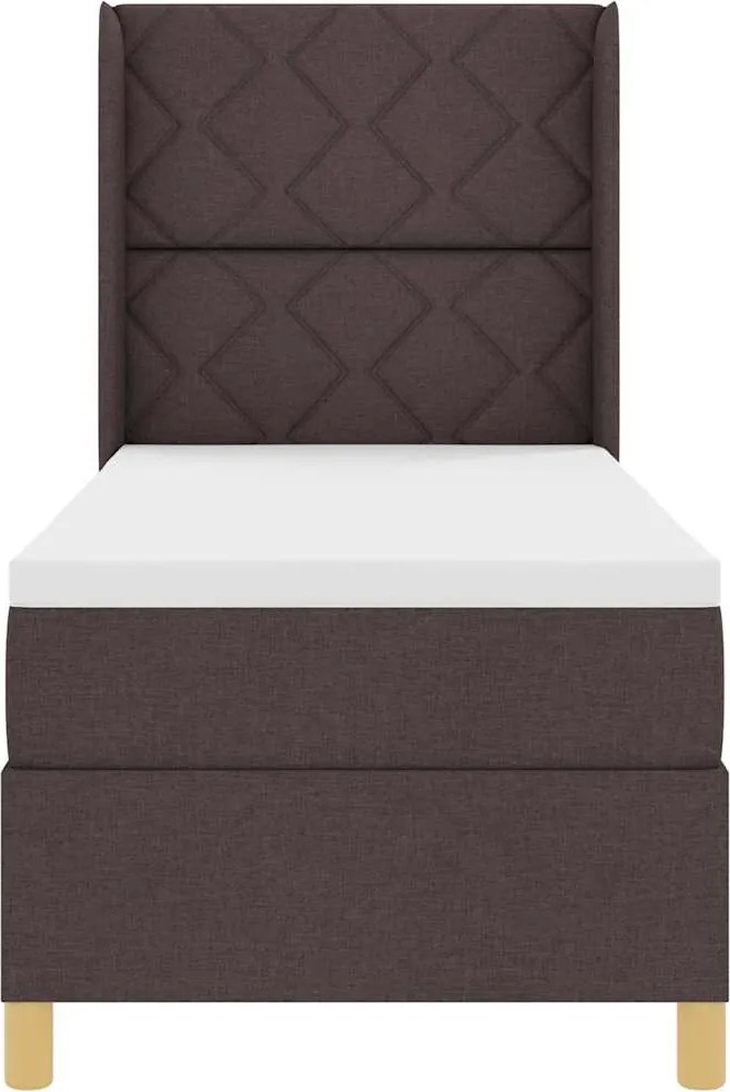 Postel s boxspringem s čelo Tmavě hnědá 80 x 200 cm textil 3341864