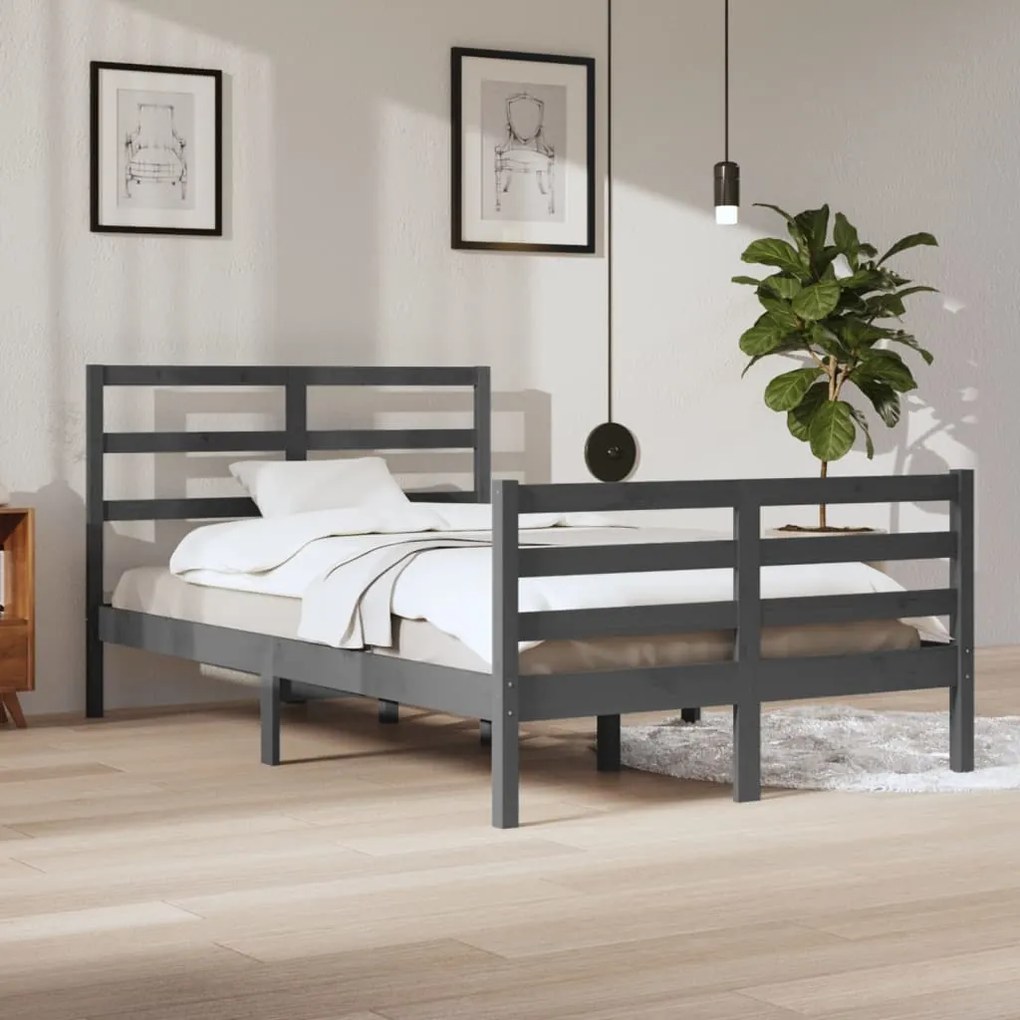 Rám postele šedý masivní borovice 120 x 200 cm,  3105003