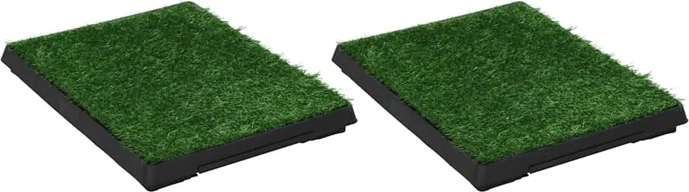 Toalety pro psy 2 ks s nádobou a umělou trávou zelené 63x50x7cm 170767