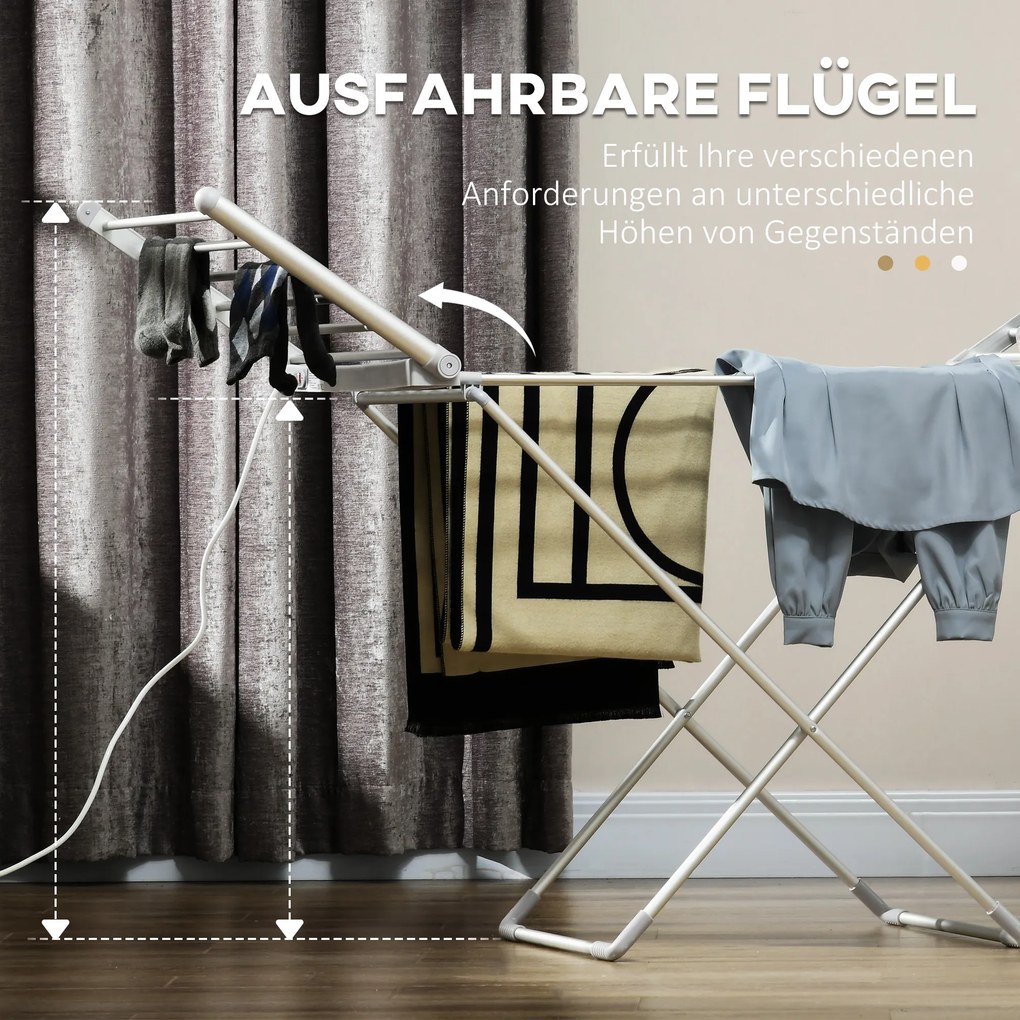 HOMCOM Sušák na prádlo s tepelnou funkcí, 45-55 ℃, skládací, 144L x 53B x 96V cm