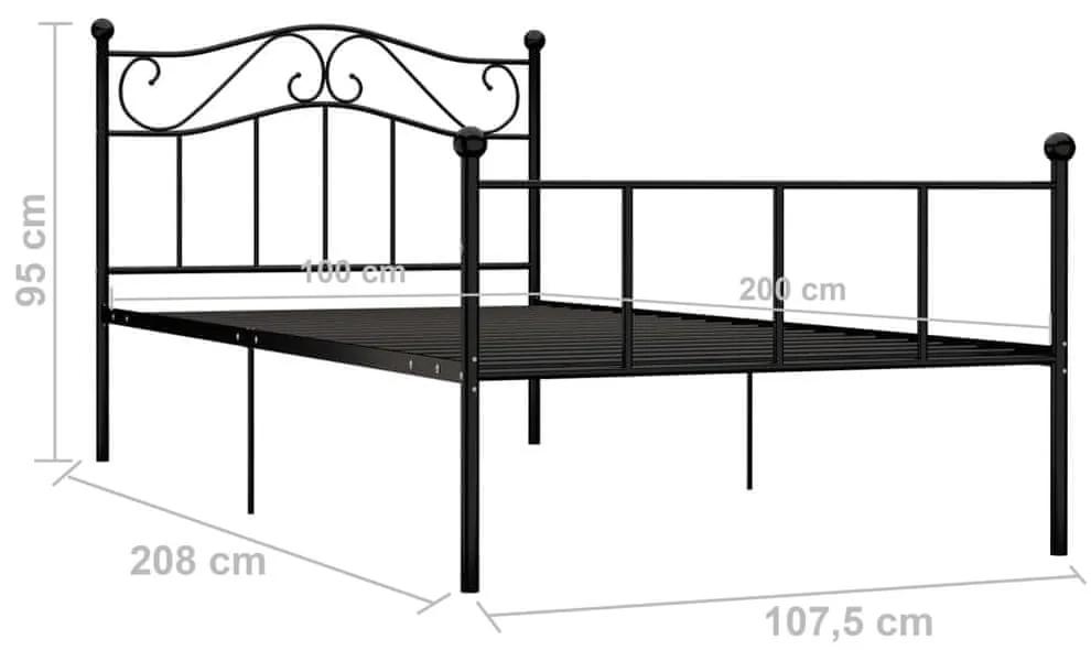 Petromila Rám postele černý kov 100 x 200 cm