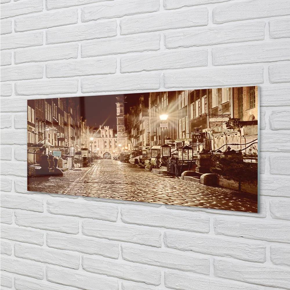 akrylový obraz Gdańsk Staré Město Noční 120x60 cm