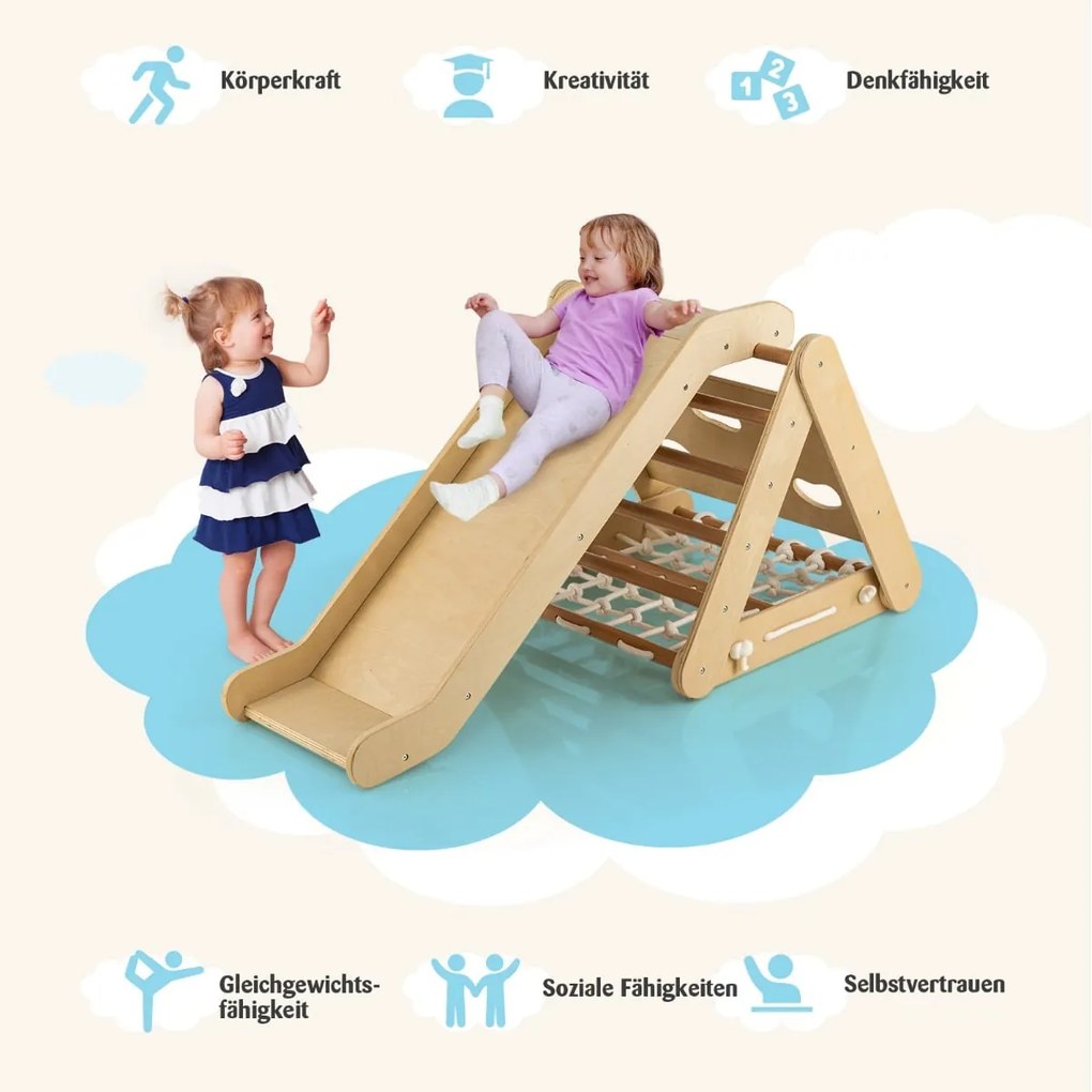 Costway Hračka na lezení pro batolata Trojúhelníková 4-in-1 prolézačka s rampou
