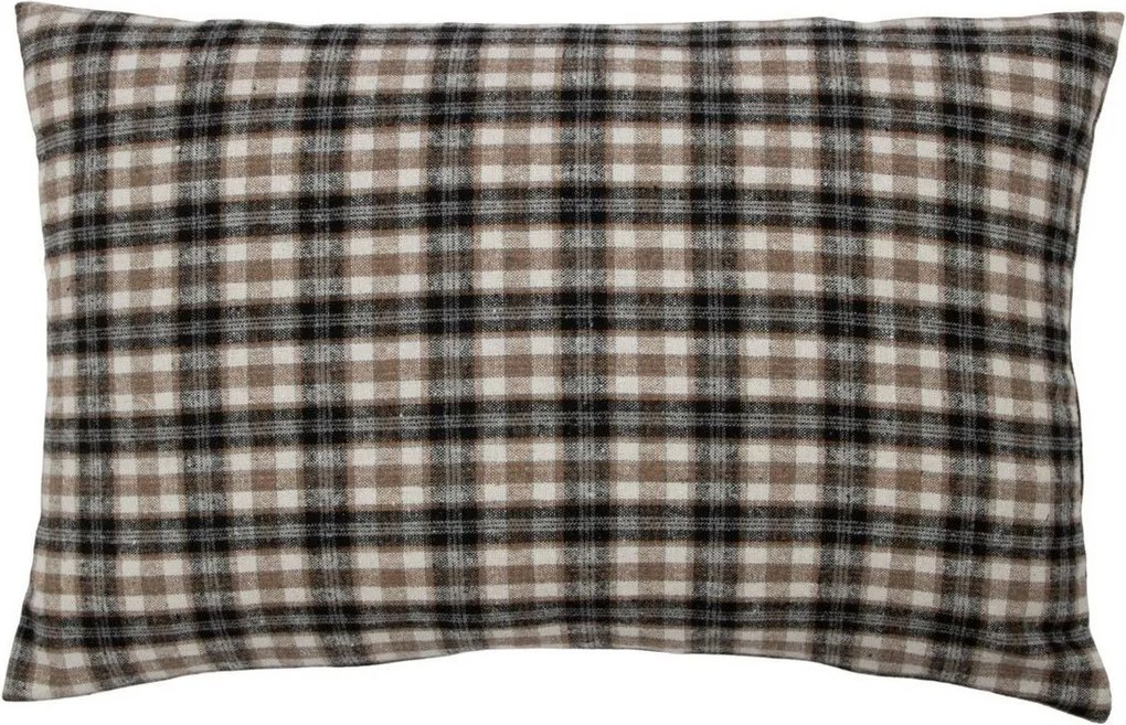 Béžovo-hnědý polštář s motivem jelena a kostkovaným vzorem Check Deer – 40*60*6 cm