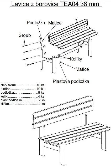 DEOKORK Masivní dřevěná zahradní sestava TEA 1+2 o síle 38 mm