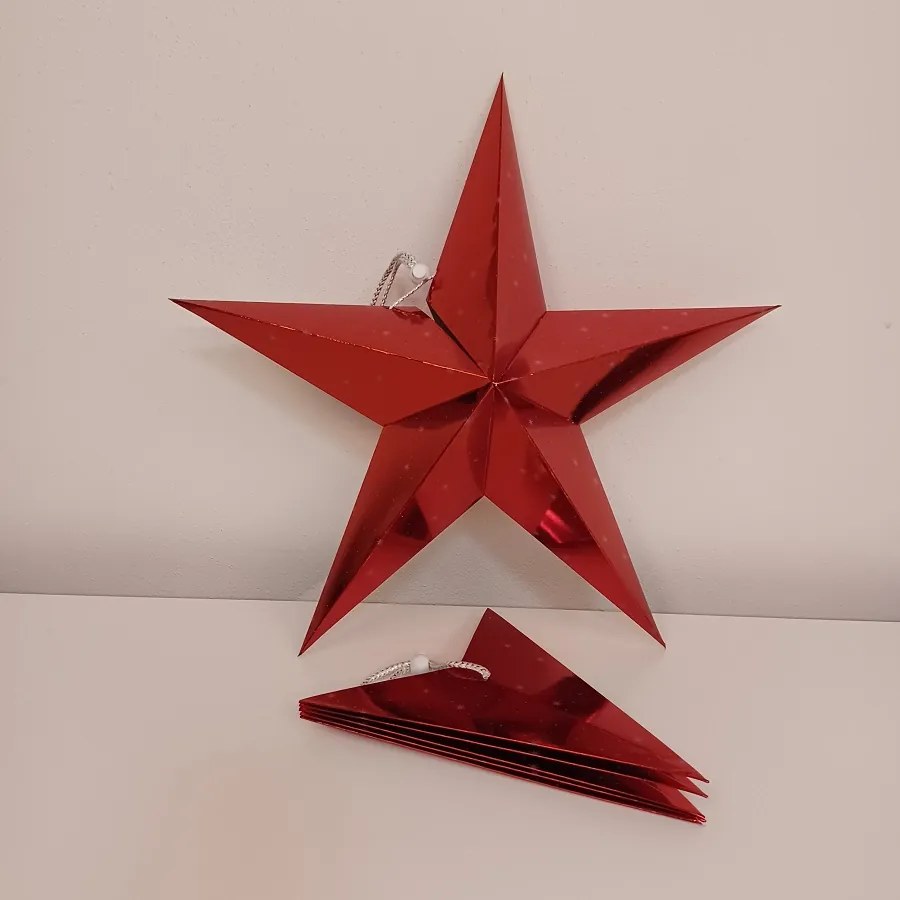 Vánoční papírová hvězda do okna 45 cm, 5cípá, červená