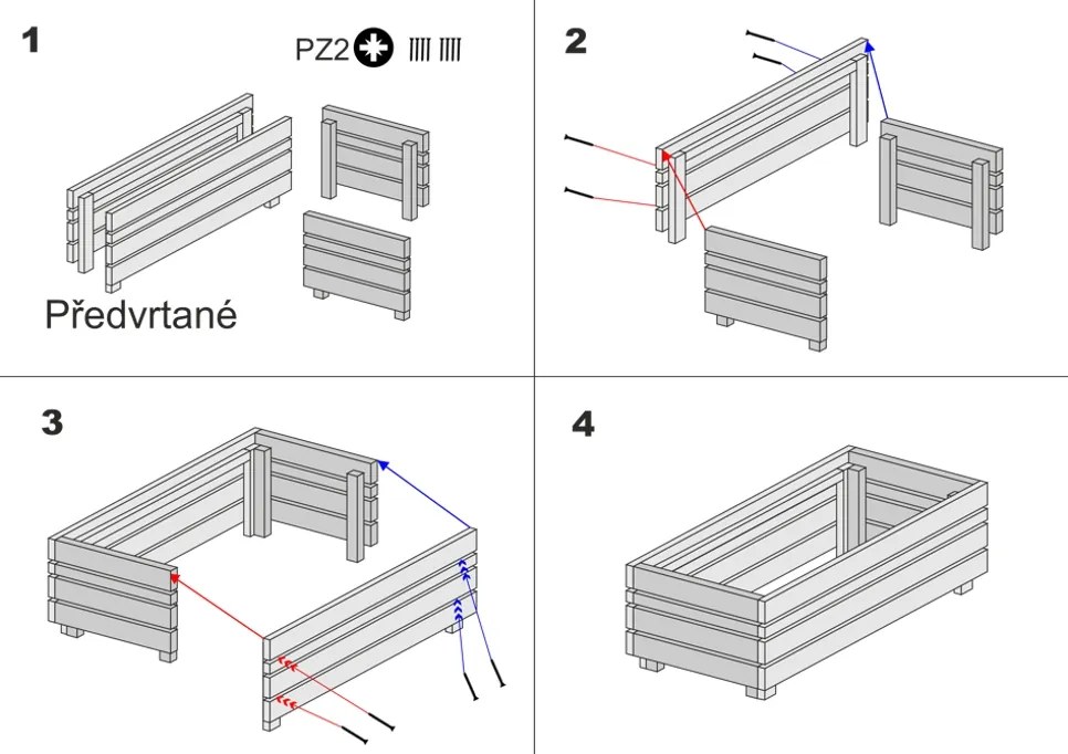 AMADEA Dřevěný designový vyvýšený záhon s nádobou uvnitř, 76x43,6x24cm