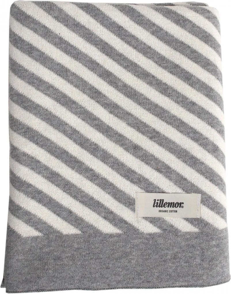 EEF lillemor Dětská deka z organické bavlny Grey Stripes 100x80cm, šedá barva, krémová barva, textil