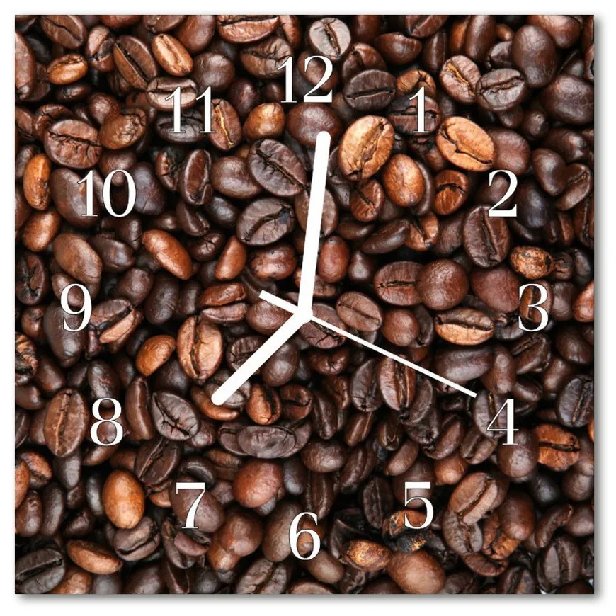 Nástenné skleněné hodiny Zrnková káva 30x30 cm