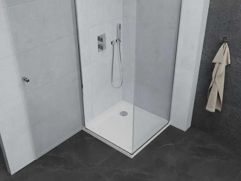 Mexen Pretoria sprchový kout 80 x 80 cm, průhledný, chrom + plochá sprchová vanička-852-080-080-01-00-4010