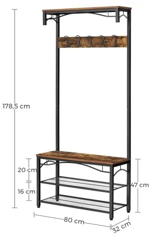 Stojanový věšák NAVOR hnědá/černá