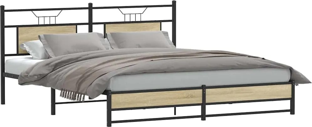 Kovový rám postele bez matrace dub sonoma 183 x 213 cm 3325121
