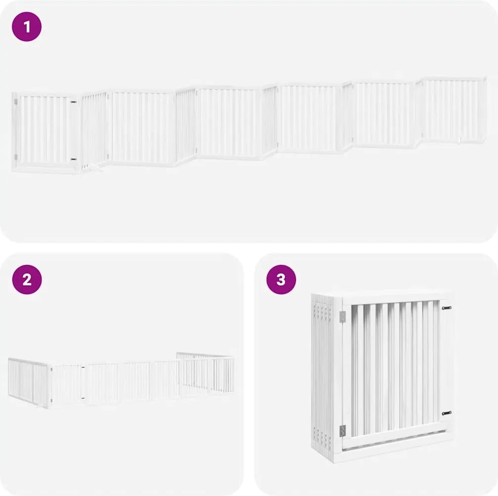 Zábrana pro psy s dvířky skládací 12 panelů bílá 960 cm topol 3155680