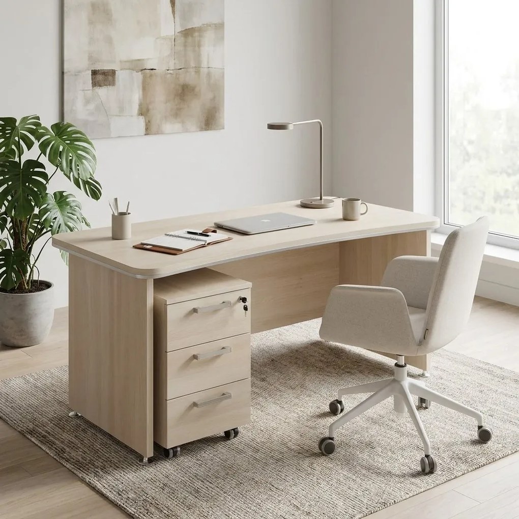 Ergonomický stůl TopOffice 180 x 94,8 cm, levý, akát světlý