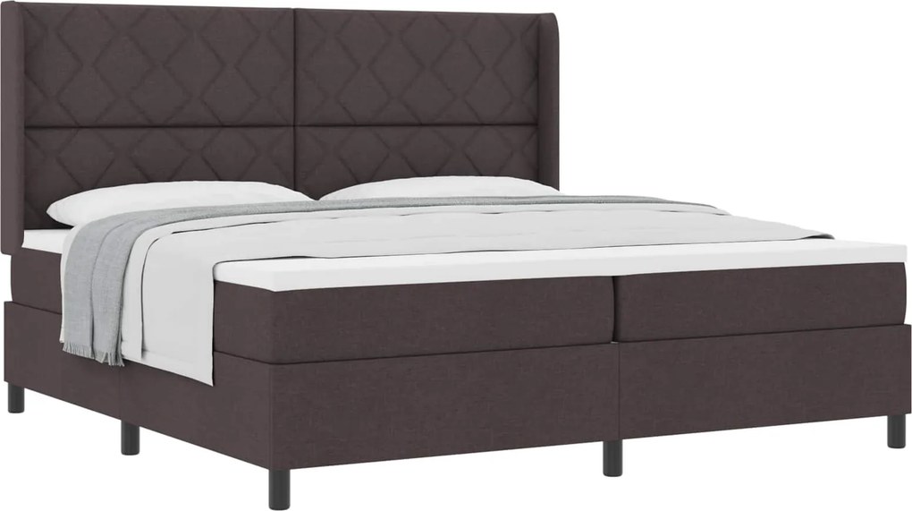 Postel s boxspringem s čelo Tmavě hnědá 200 x 200 cm textil 3341731