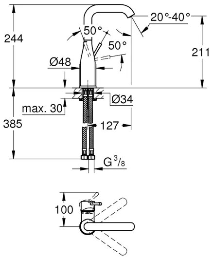 GROHE 23541001 - Umyvadlová baterie ESSENCE DN 15 lesklý chrom