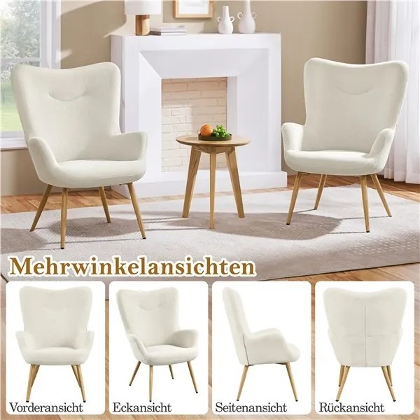 Křeslo Yaheetech – béžová, 100% polyester (267515611652)