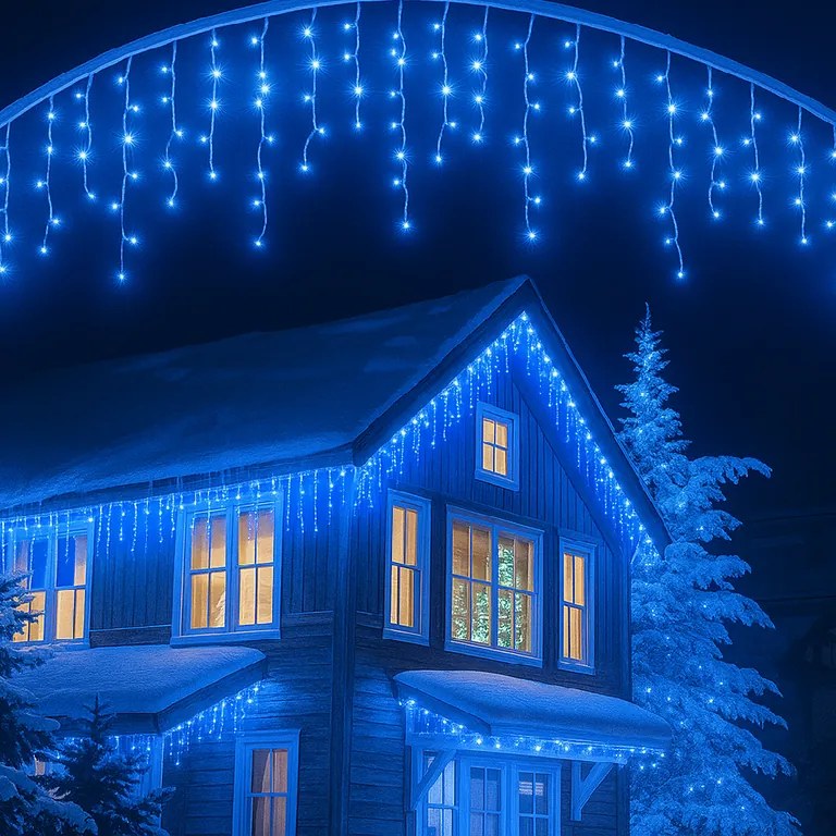 Vánoční světýlka LED záclona FLASH modrá 500 LED
