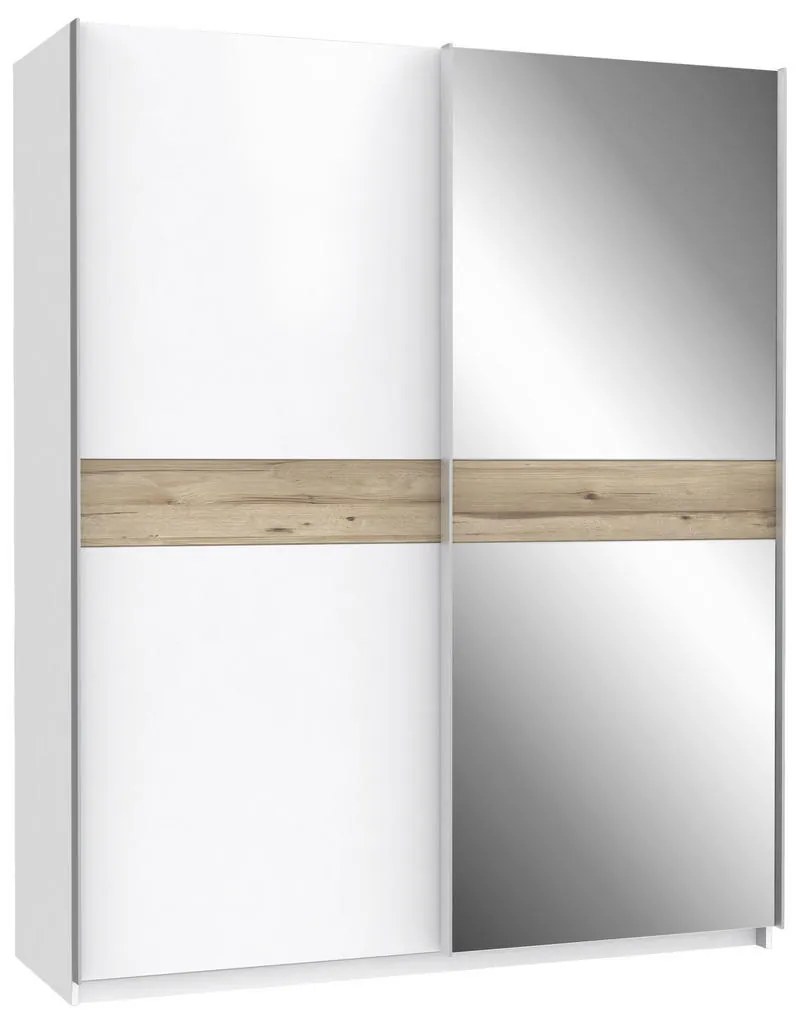 XXXLutz SKŘÍŇ S POS. DVEŘMI.(HOR.VED.), bílá, barvy dubu, 170,3/210,5/61,2 cm Xora - Skříně s posuvnými dveřmi