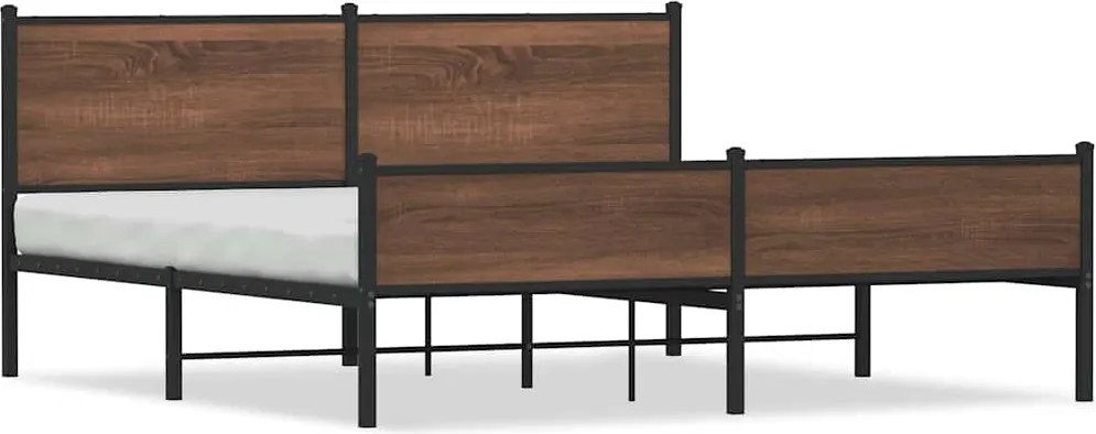 Kovový rám postele bez matrace hnědý dub 160 x 200 cm 3301414