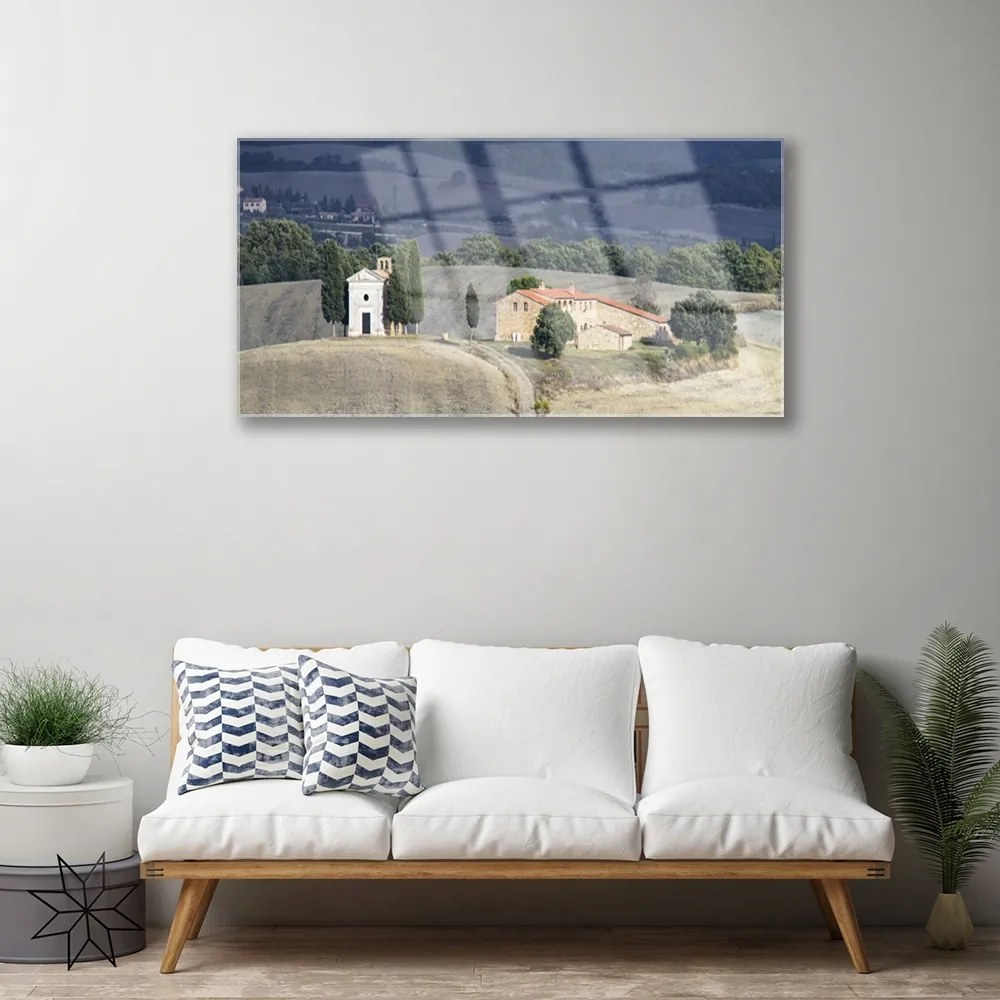 akrylový obraz Louka Stromy Krajina 100x50 cm