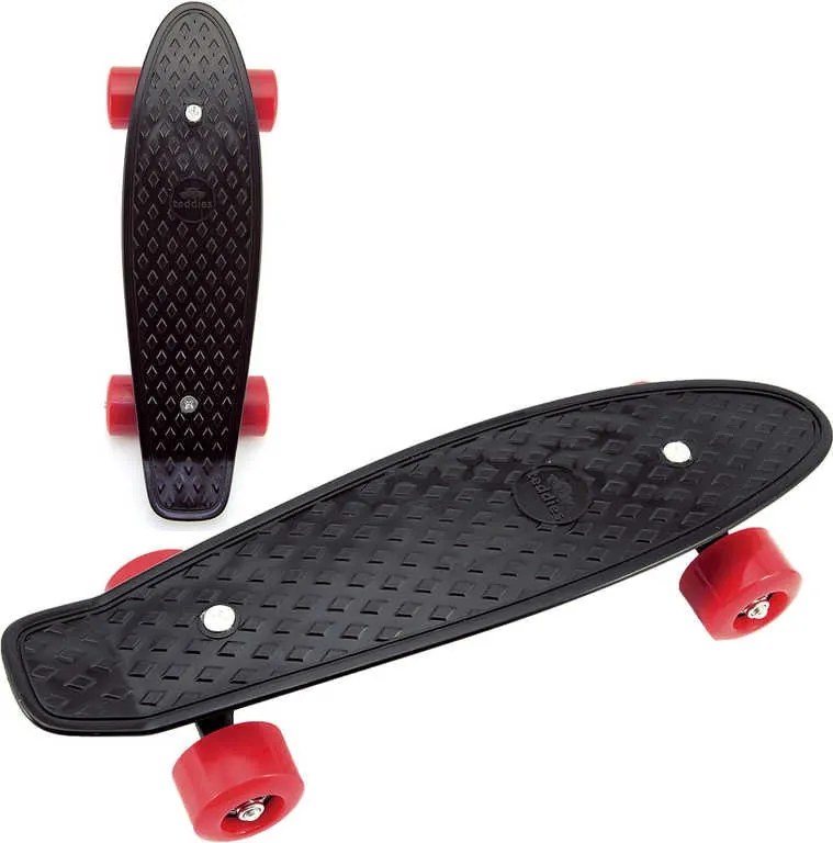 Mix hračky Skateboard dětský pennyboard černý 43cm plastové osy červená kola