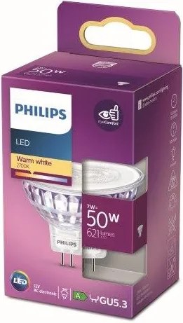 Philips 8718699773977 led žárovka 1x7w | gu5,3 | 621lm | 2700k - teplá bílá, bodová, eyecomfort