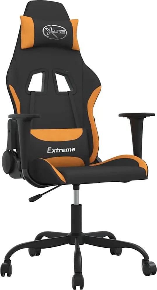 Herní židle černá a oranžová textil 3143716