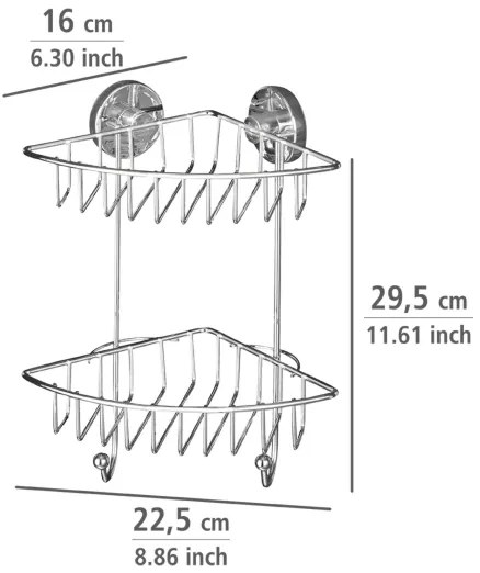 WENKO 20888100-Rohový regál VACUUM-LOC RUND STAH 22,5x29,5 cm lesk. chrom