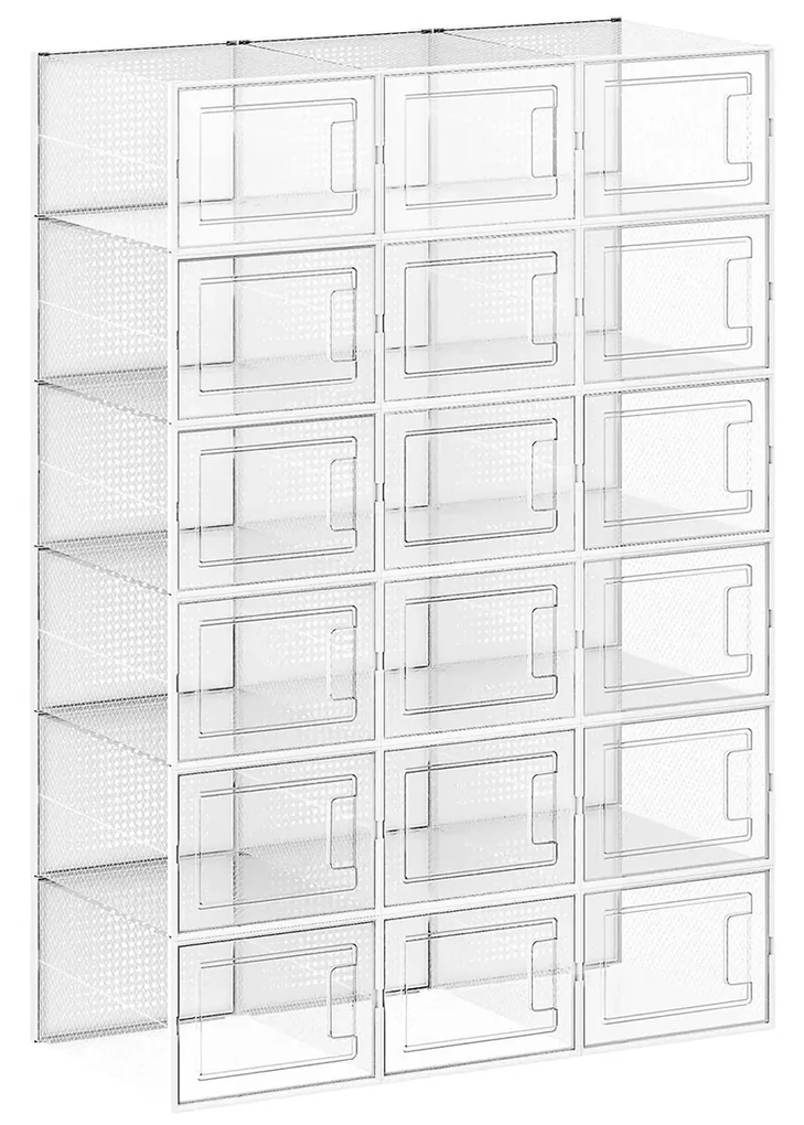 Songmics Botník plastový Tann, Set 18 ks, Transparentní | BIANO