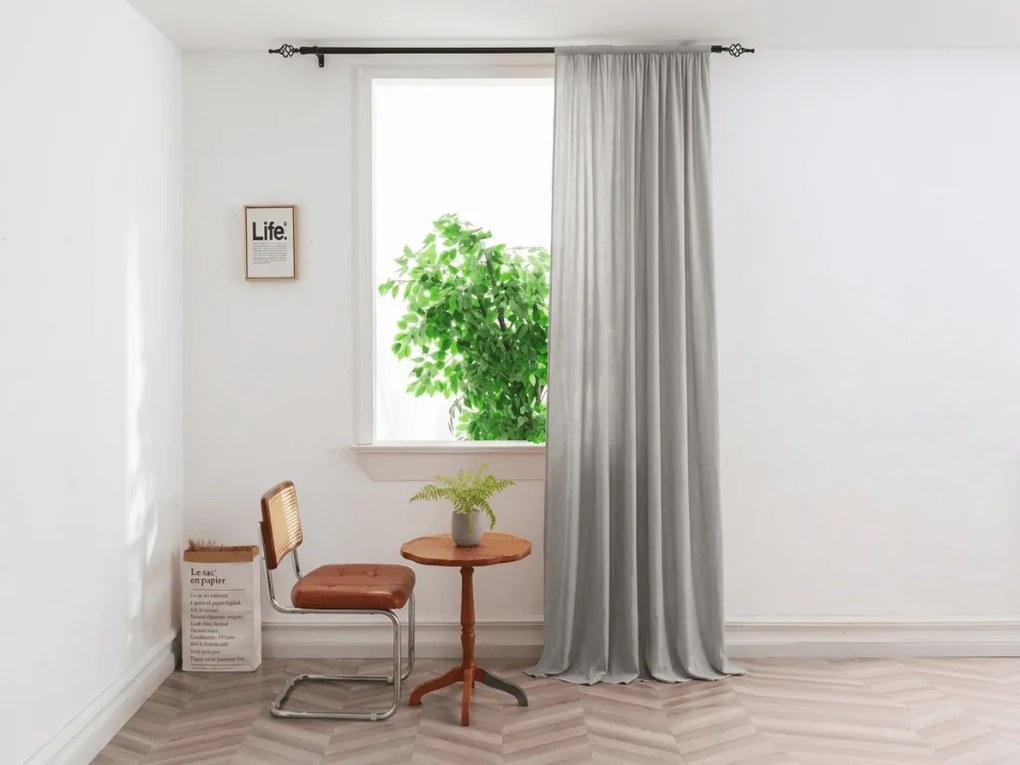 Závěs TAVIO 140x250 cm, světle šedý Zavěšení: Kovové kroužky