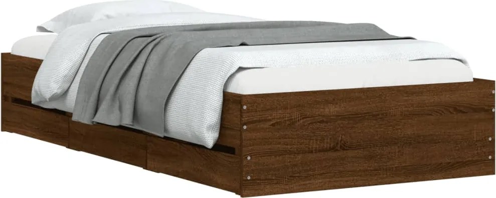Rám postele se zásuvkami hnědý dub 90 x 190 cm kompozitní dřevo 3207328
