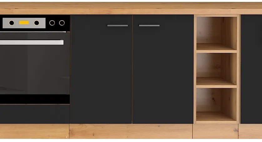 Dolní kuchyňská skříňka Modena, 80 cm, dub artisan/černá