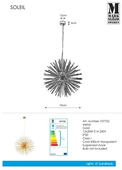Markslöjd 107752 - Lustr na lanku SOLEIL 12xE14/20W/260V rose gold