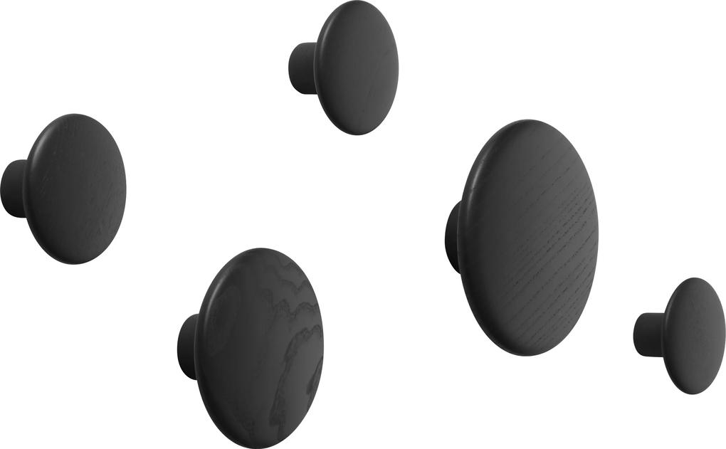 Nástěnné háčky Dots Wood černé 5 ks