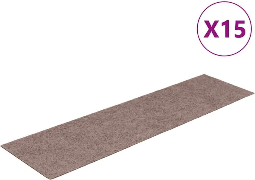 Schodové rohože samolepicí 15 ks 76 x 20 cm světle hnědé obdélníkové 326924