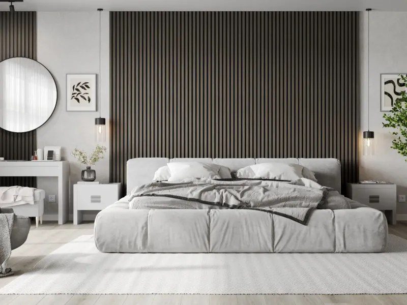 Mexen Lam-F, akustické stěnové lamely 275 × 30 cm, plstěný podklad 8 mm, technická dýha, dub onyxový, S105-275307-3015-010