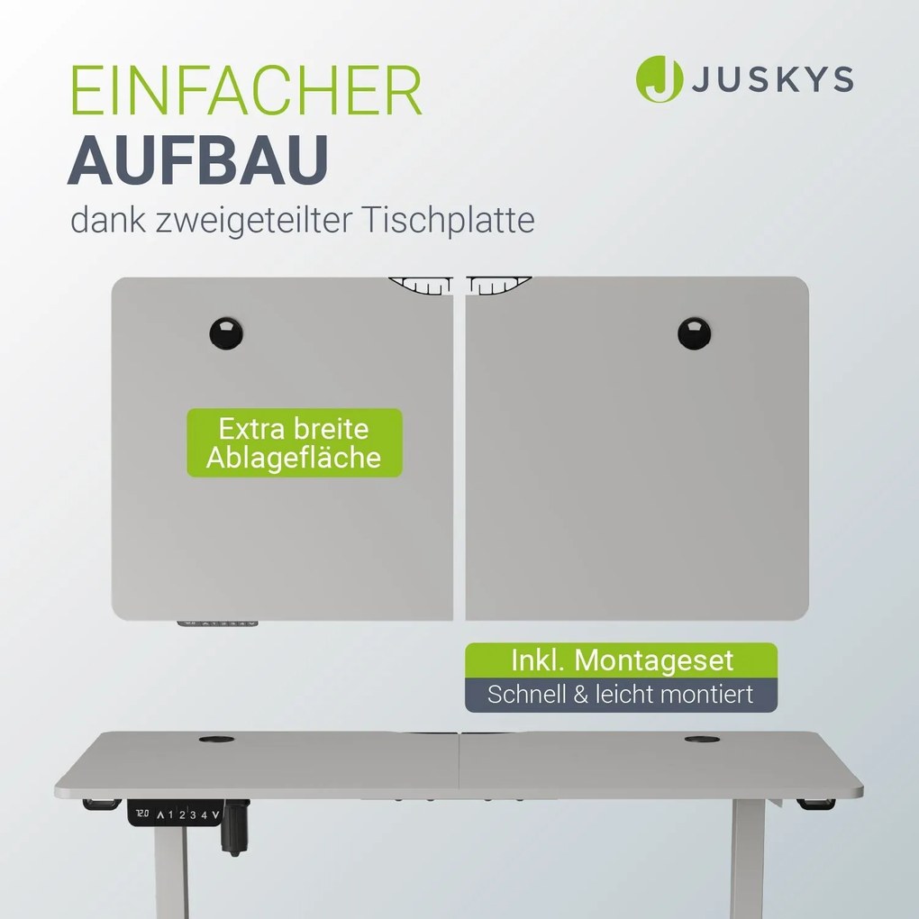 Juskys Elektricky výškově nastavitelný stůl Office Stand Barva: Bílá, Velikost: 140 × 60 cm