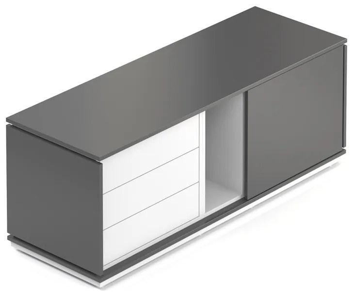 Kontejner Creator 153,6 x 53,6 cm, 3-modulový, posuvné dveře, bílá / antracit