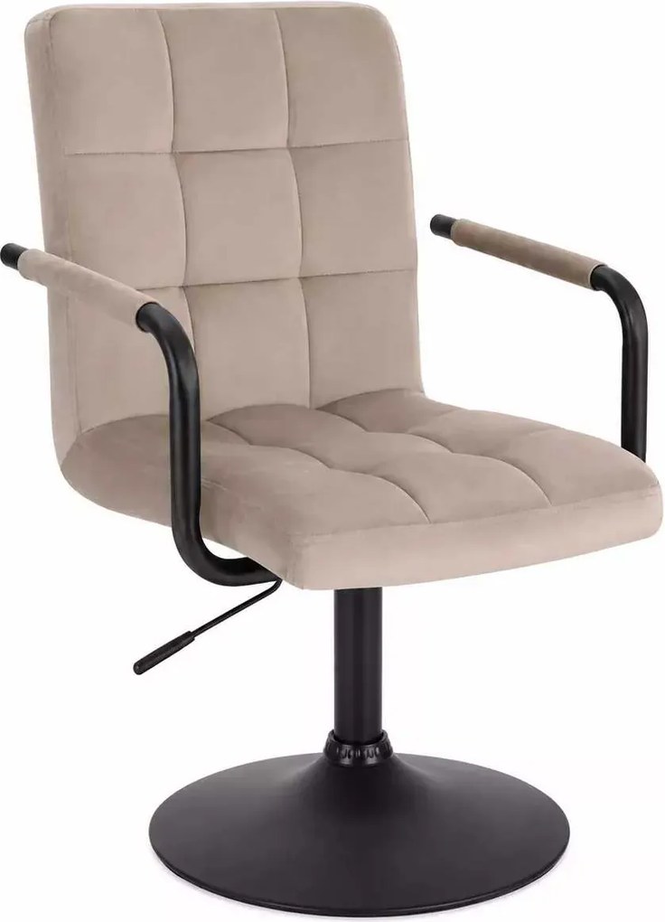 LuxuryForm DESIGN Otočná židle VERONA BLACK VELUR na černém talíři - latte